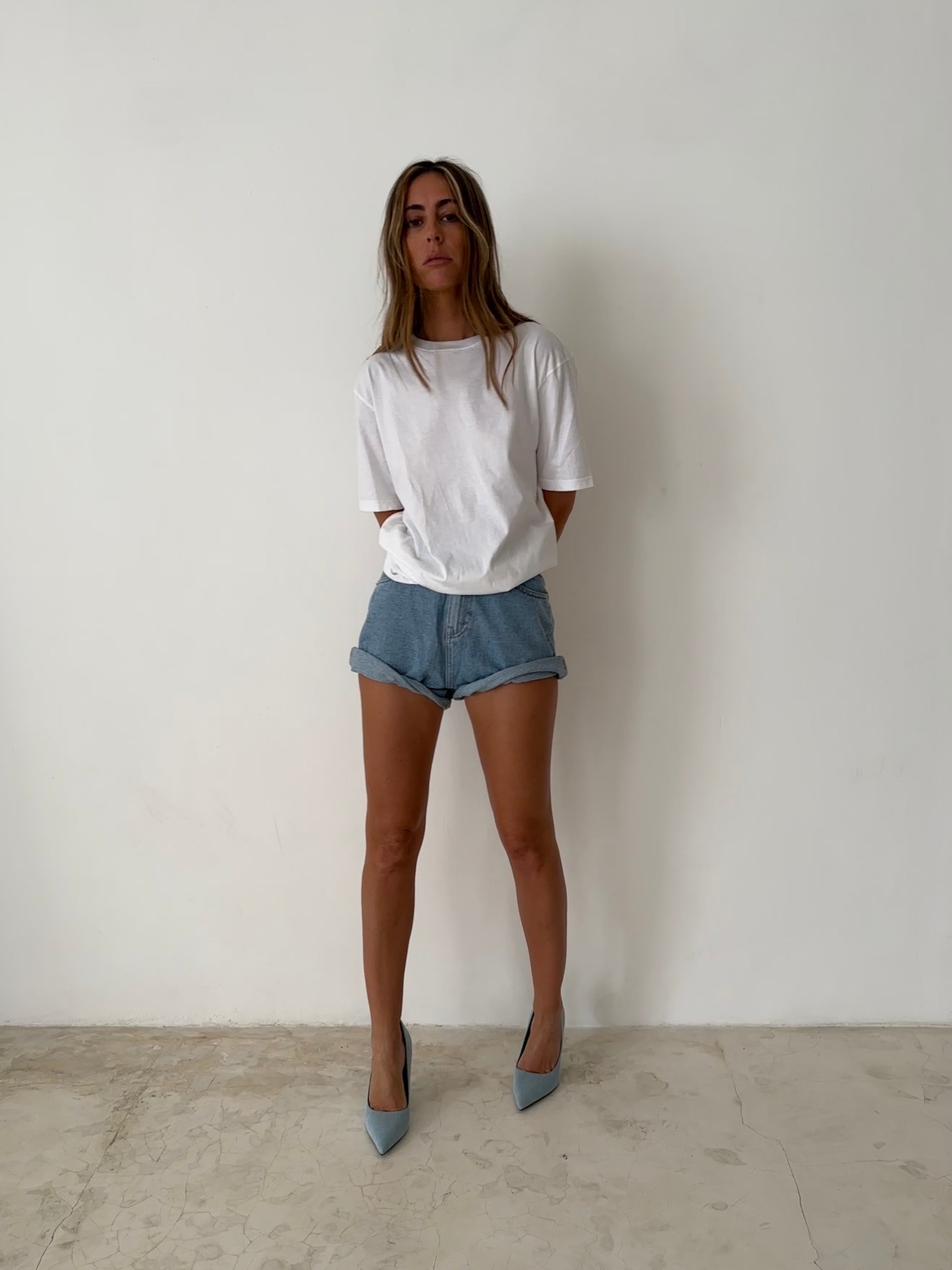 STOCK IN CANADA-ROLL UP SHORTS in MEDIUM BLUE – Les.Basics