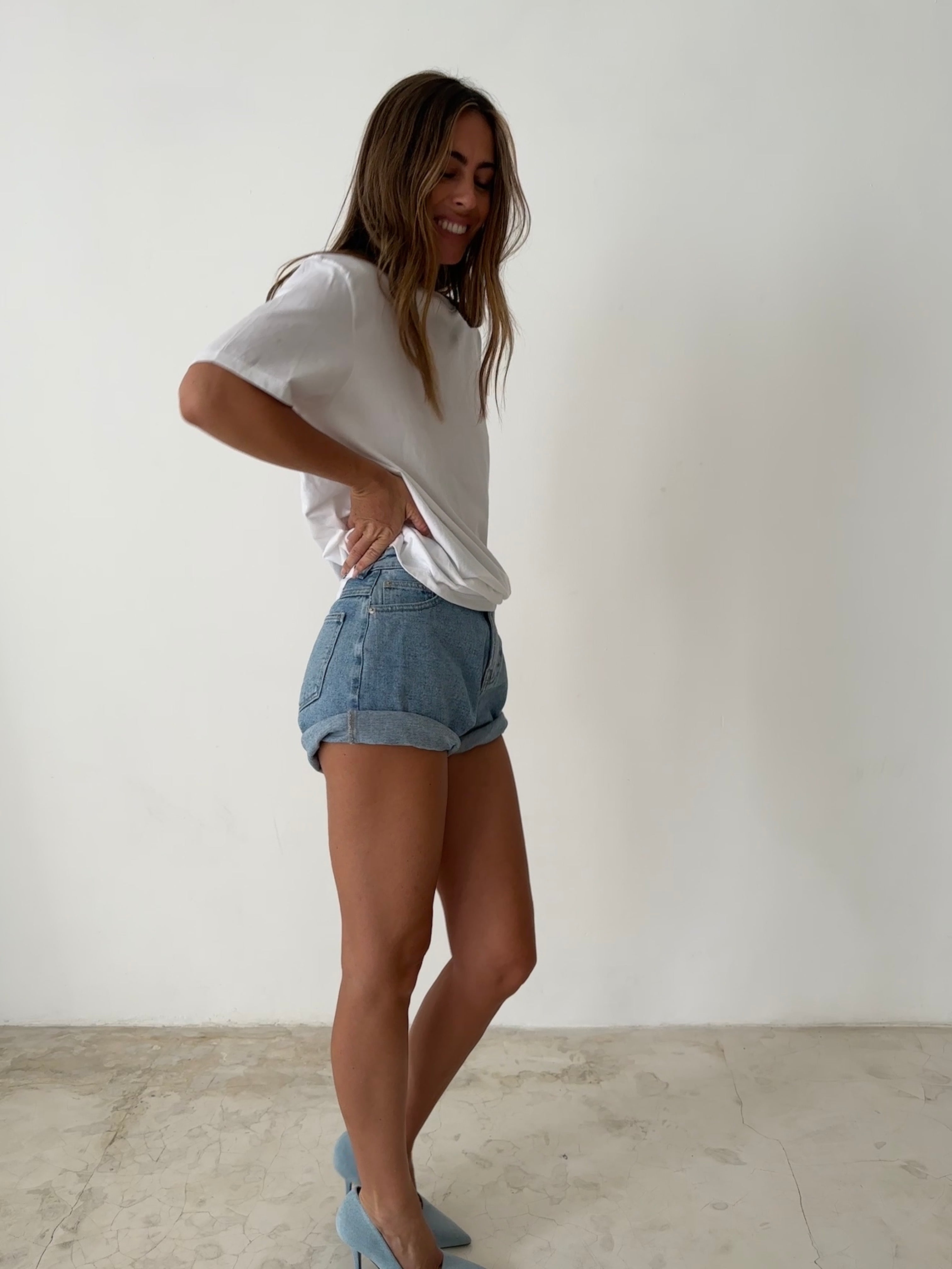 ROLL UP SHORTS in MEDIUM BLUE – Les.Basics